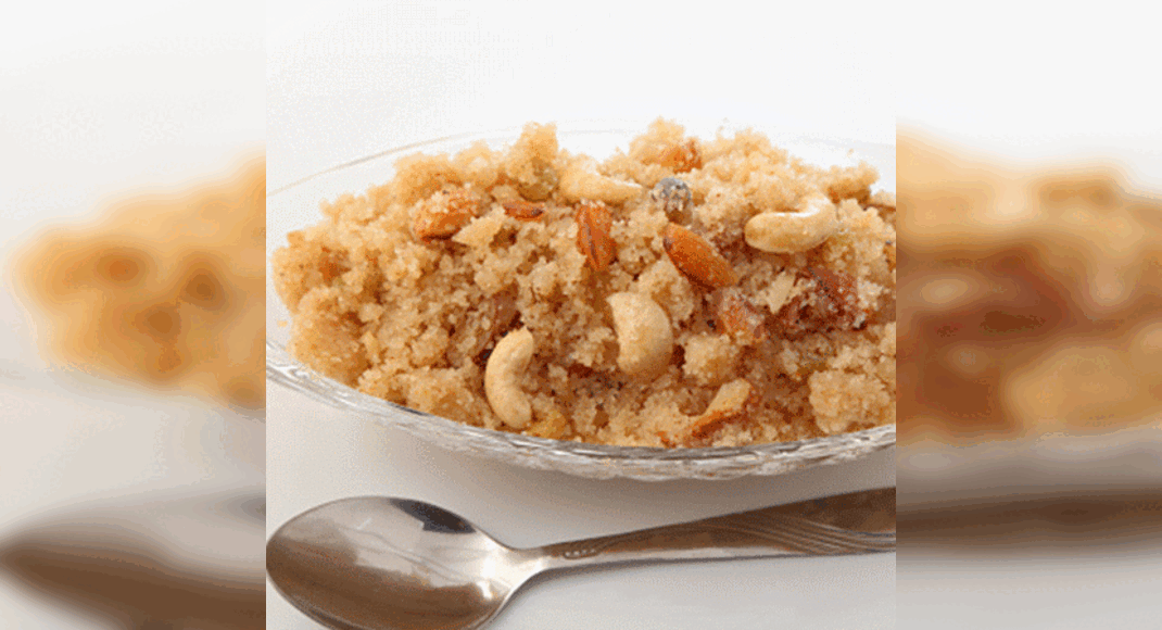 Peach Almond Suji Halwa Recipe: How to Make Peach Almond Suji Halwa ...