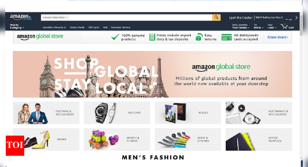 Amazon launches global store in India with products from abroad - Times ...