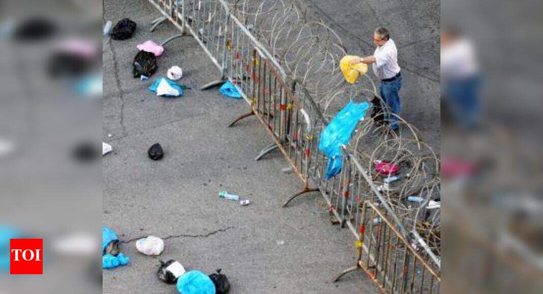 Post function, trash piles up at stadium | Ludhiana News - Times of India
