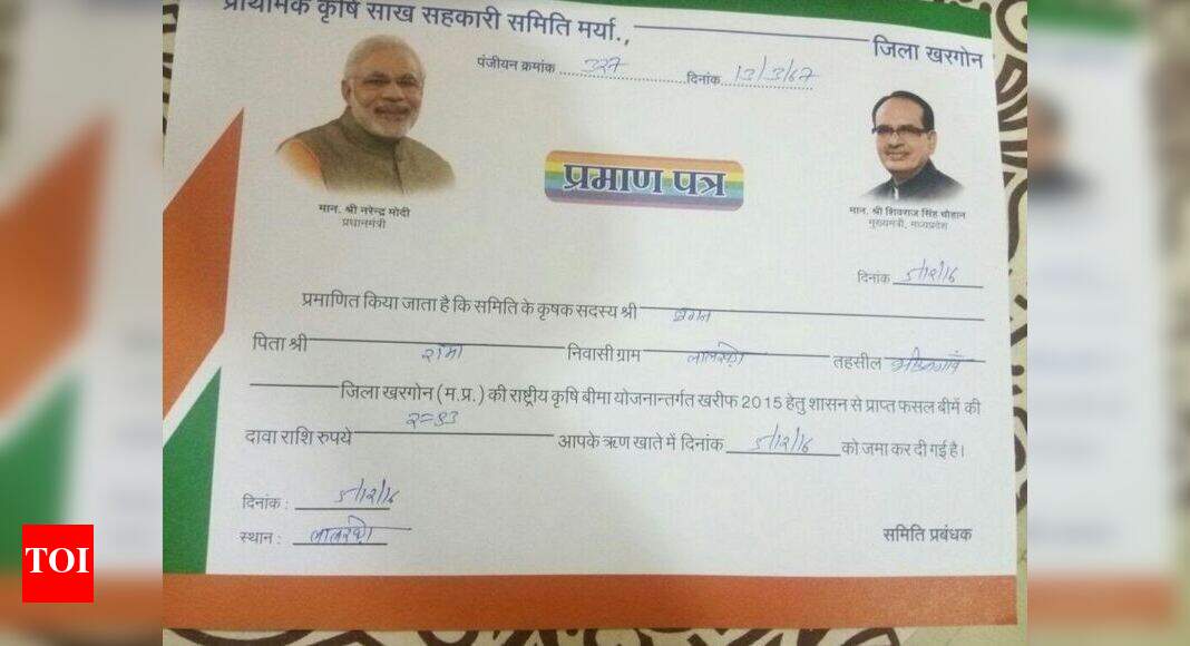 Madhya Pradesh farmers receive crop insurance claim certificates of Rs ...