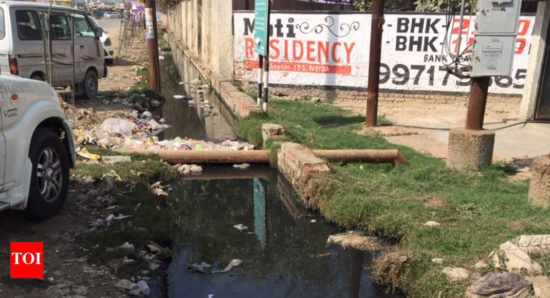 Open drains in Noida Sec 110 - Times of India