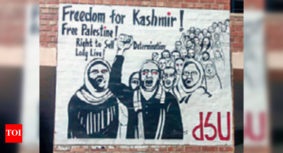 JNU Protests: 'Azadi for Kashmir' poster surfaces in JNU, removed ...