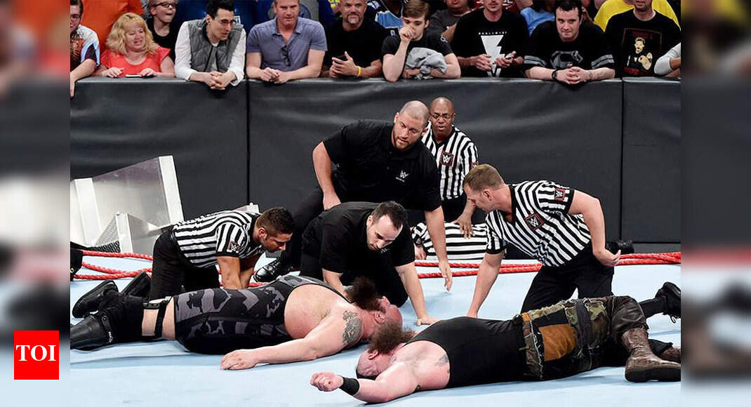 WATCH: WWE ring collapses as Braun Strowman suplexes The Big Show | WWE ...
