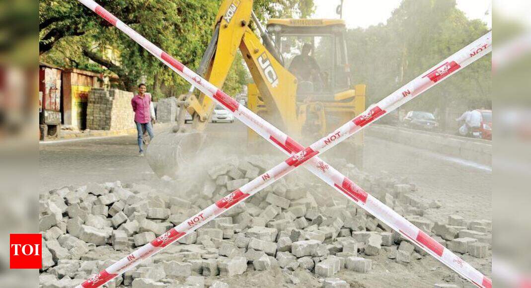 Damaged paver blocks on WHC road being replaced | Nagpur News - Times ...