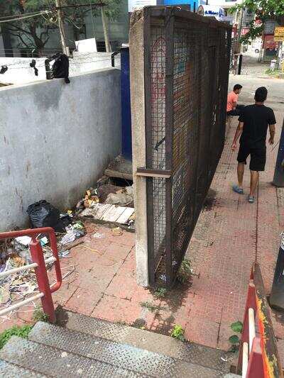 Domlur flyover foot over bridge entrance - Times of India