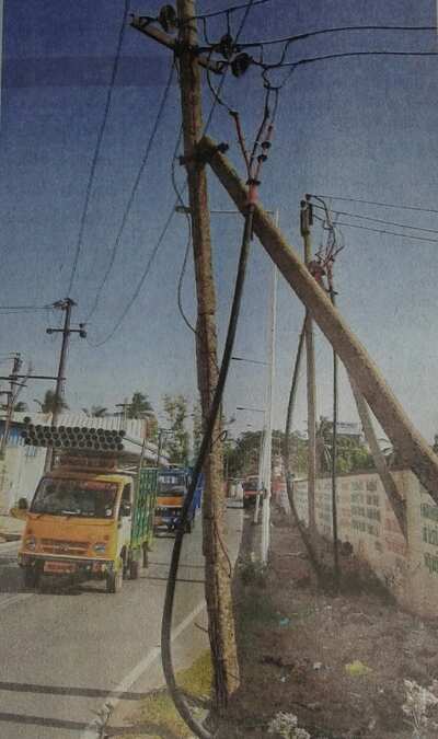 damaged electric post -fall down in situation - Times of India