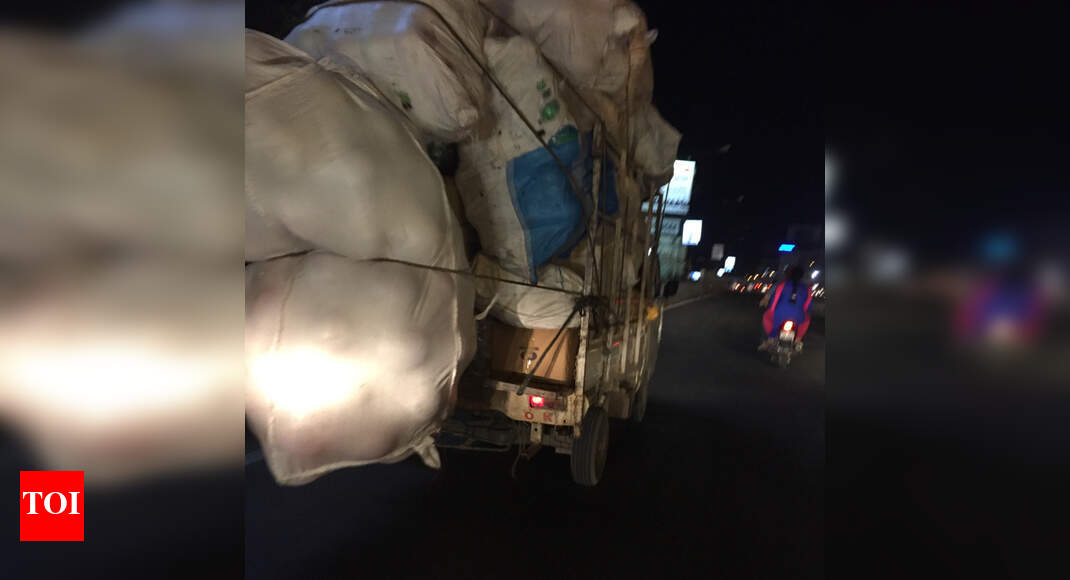 overloaded vehicle on Begumpet flyover - Times of India