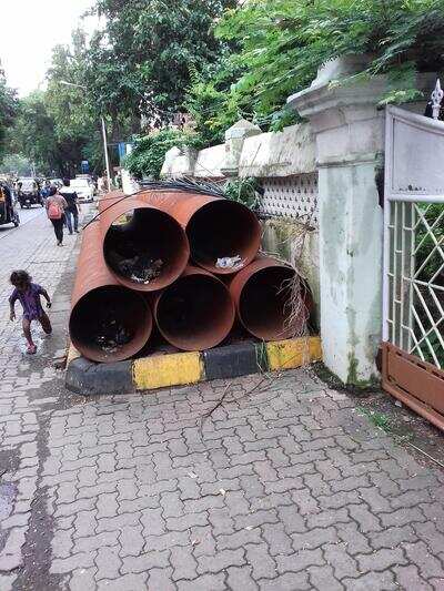 Pedestrian Space used as Builders Storage Space - Times of India