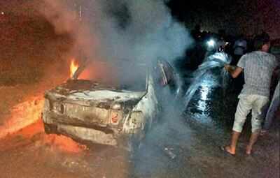 Three friends charred as CNG car catches fire in Gurugram | Gurgaon ...