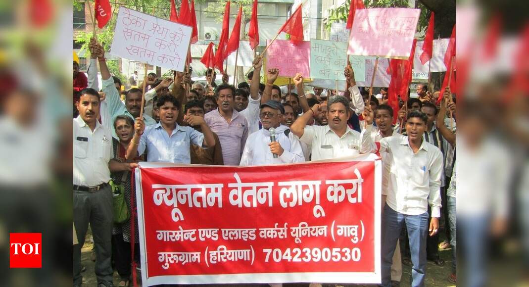Textile workers protest against low wages in Gurugram | Gurgaon News ...