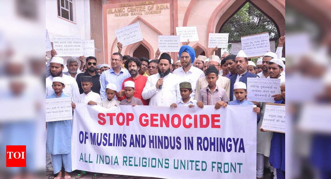 Rohingya Crisis: All religions protest held at Lucknow Eidgah against ...
