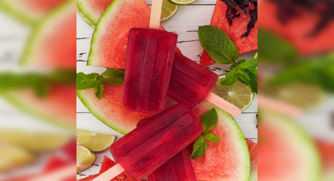 Watermelon Mint Ice Popsicles Recipe: How to Make Watermelon Mint Ice ...