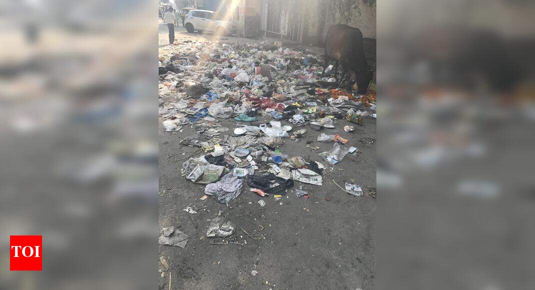 Garbage spread on road - Times of India