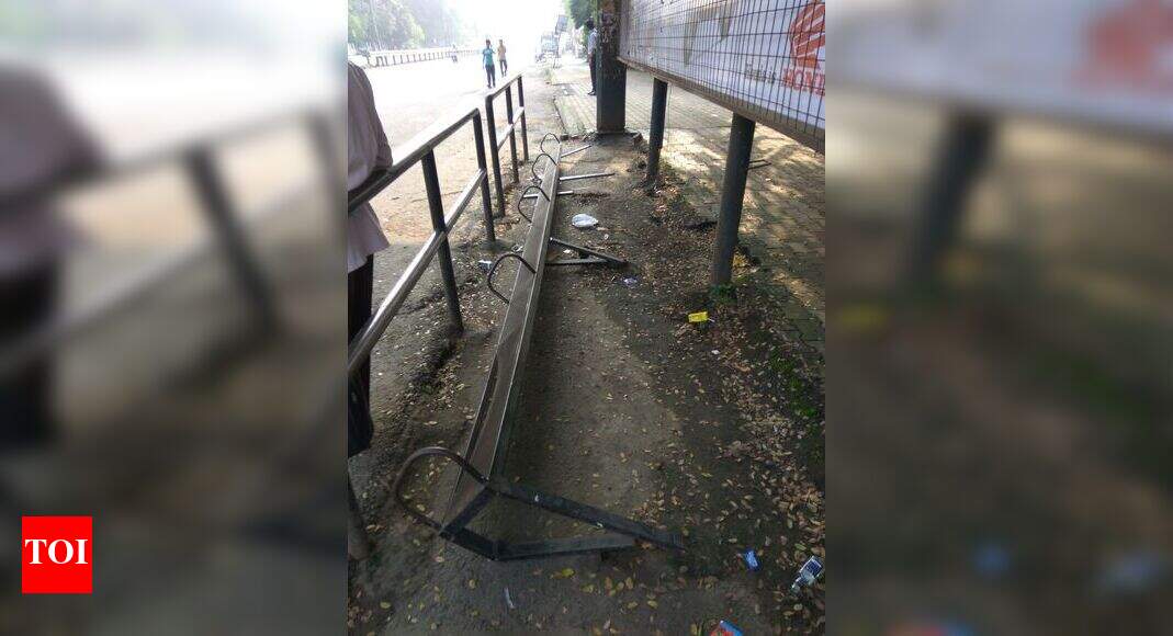 Broken bus stop bench at Sai Chowk, Sus Road - Times of India