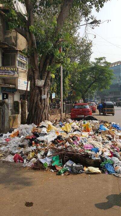 Garbage dumped on main road. - Times of India