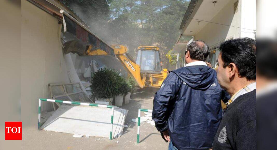 DTCP demolishes shops in Heritage City amid protest | Gurgaon News ...