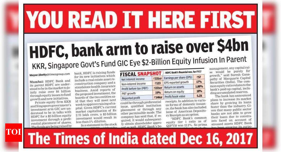 Hdfc To Raise Rs 13 000 Cr May Use Rs 8 500cr To Retain Stake In Bank