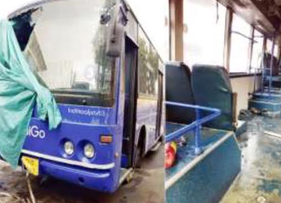 IndiGo bus catches fire at Chennai airport | Chennai News - Times of India