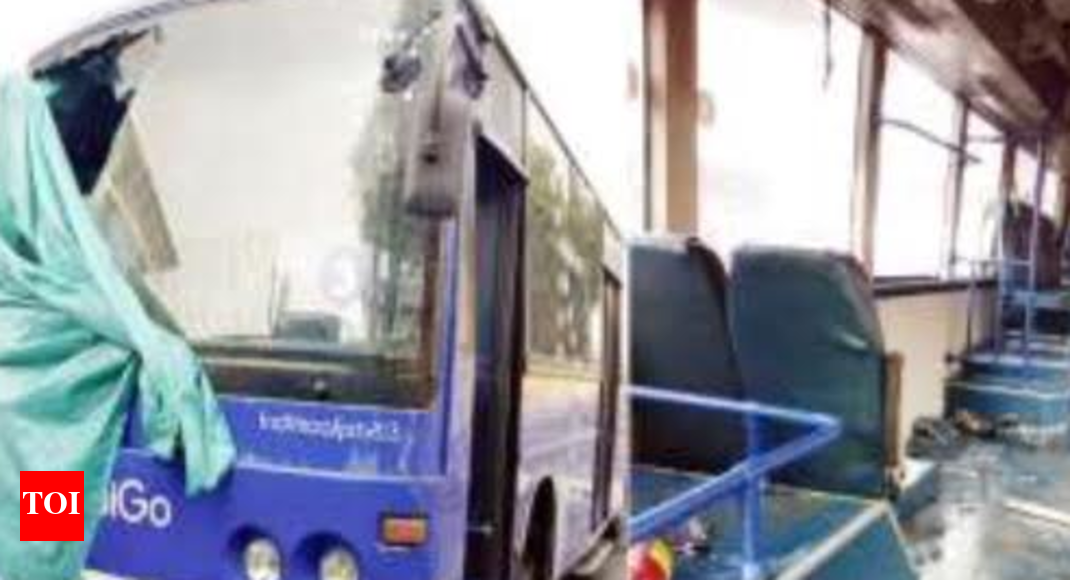 IndiGo bus catches fire at Chennai airport | Chennai News - Times of India