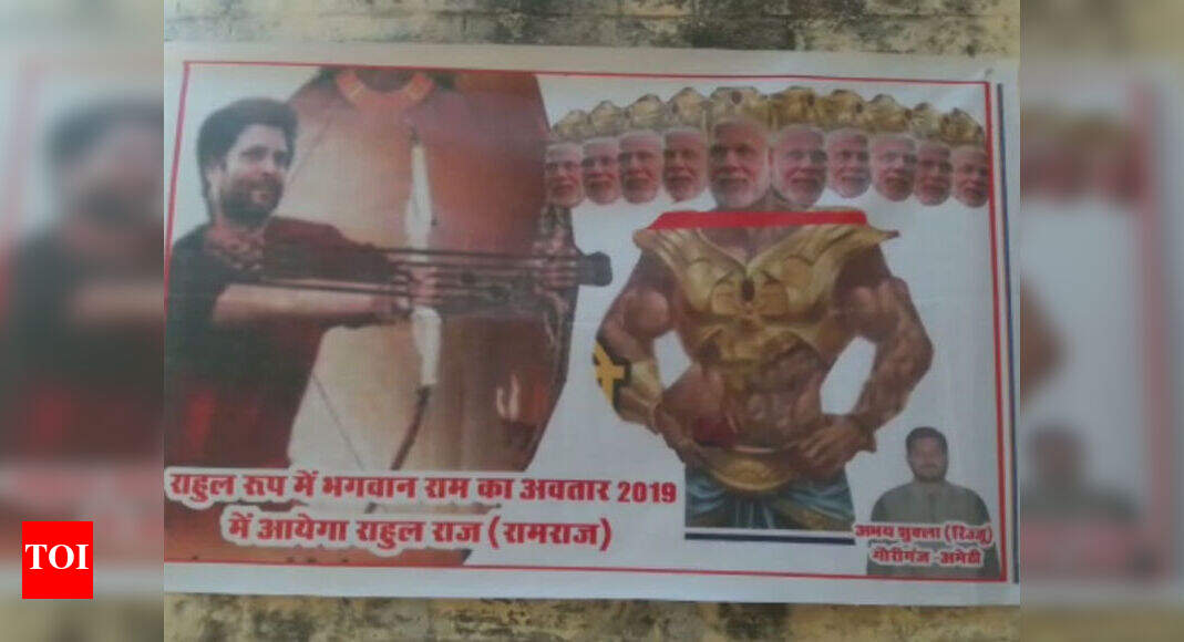 Ravana: Posters depicting Rahul Gandhi as 'lord Rama' and PM Modi as ...