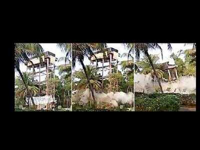 Old water tank demolished using implosion technology | Kochi News ...