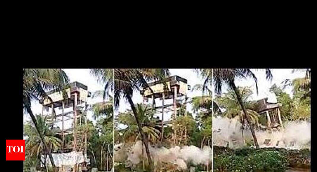 Old water tank demolished using implosion technology | Kochi News ...