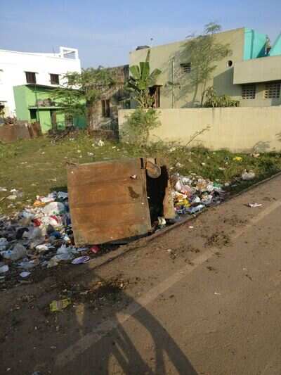 unattended garbage and broken Garbage Bin. - Times of India