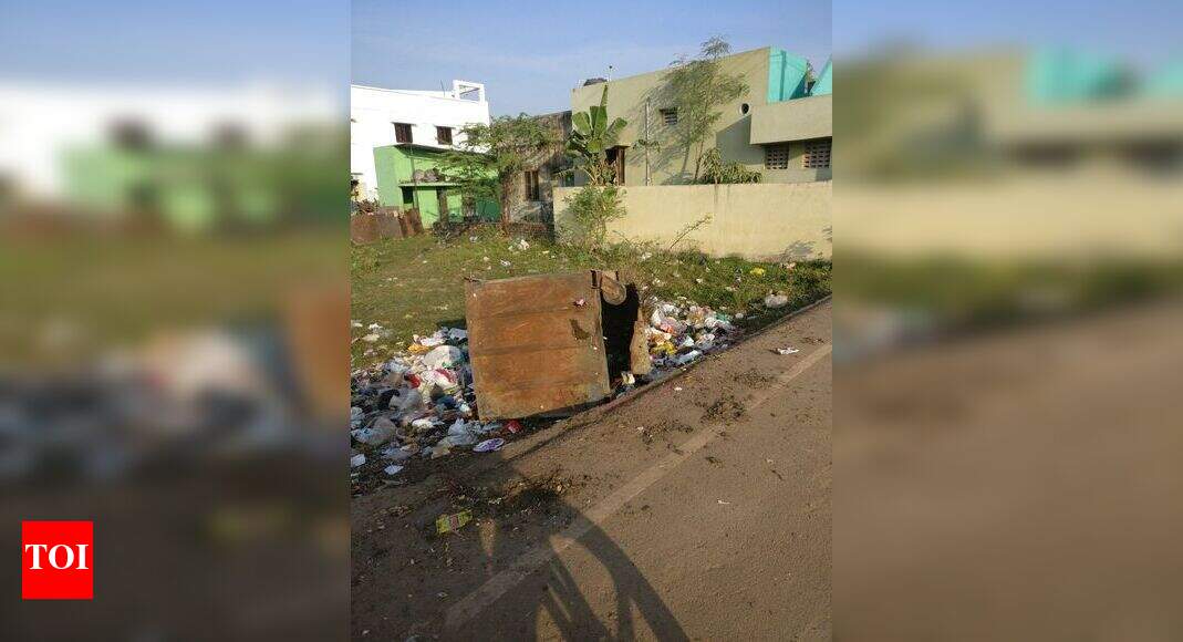 unattended garbage and broken Garbage Bin. - Times of India