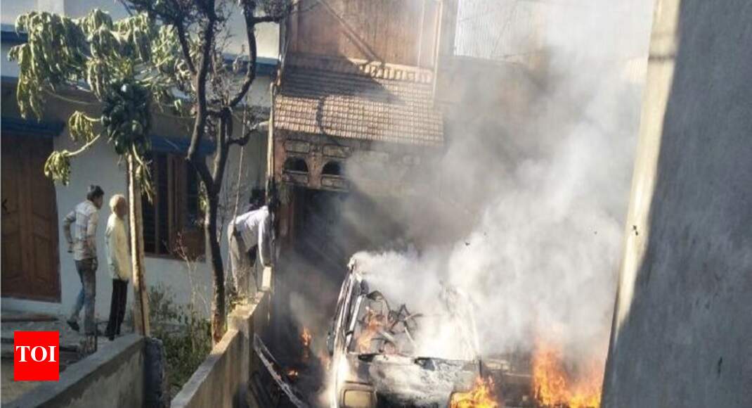 Dewas: Van catches fire after explosion in MP’s Dewas district, 1 hurt ...