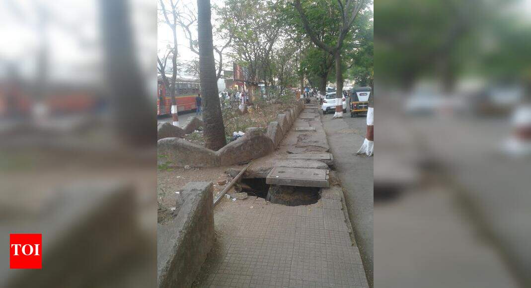 Bad condition of footpath near teen hat naka,Thane - Times of India