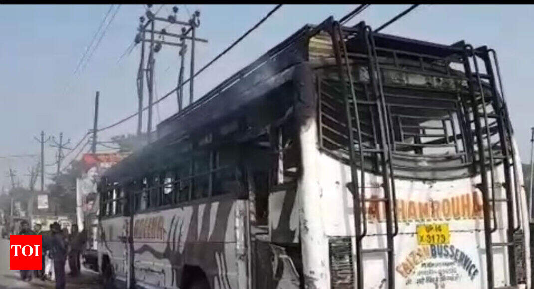 Kasganj violence in up: Kasganj violence: Buses vandalised, shops set ...
