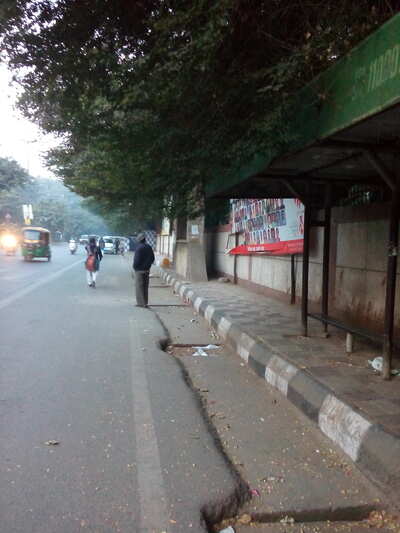 Tree branches cover bus stop - Times of India