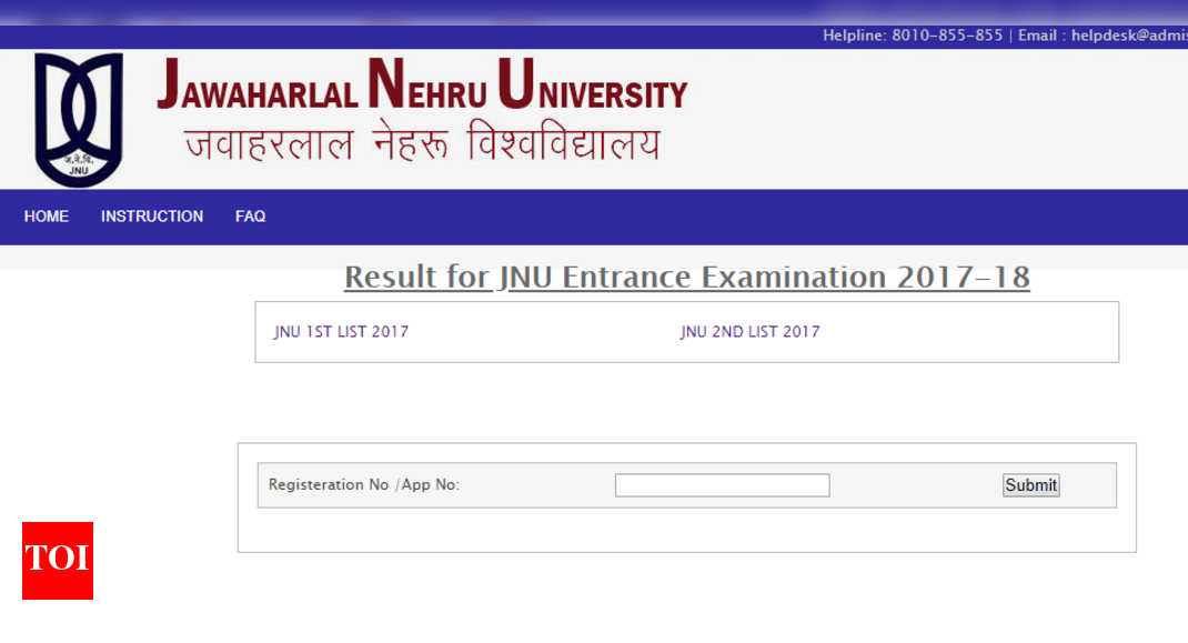 JNU Entrance Exam Results 2017-18 declared; check you name in cut off ...