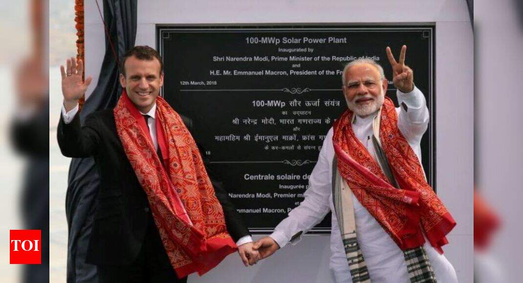 Modi, Macron launch UP’s biggest solar power plant | India News - Times ...