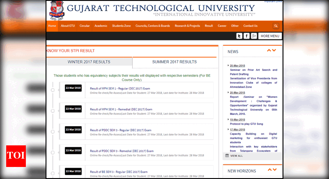 GTU Winter Session 2017 Results: GTU announces results for winter ...