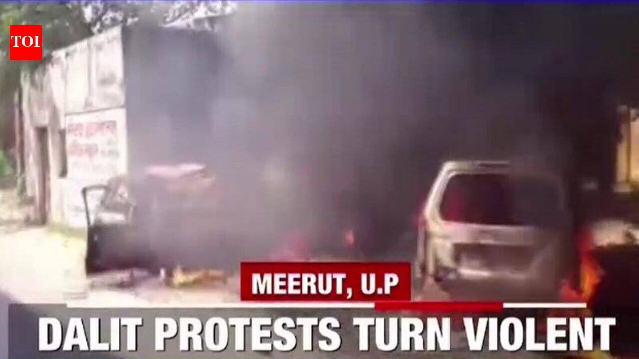 Dalit protests turn violent in Meerut, protesters set police outpost on ...