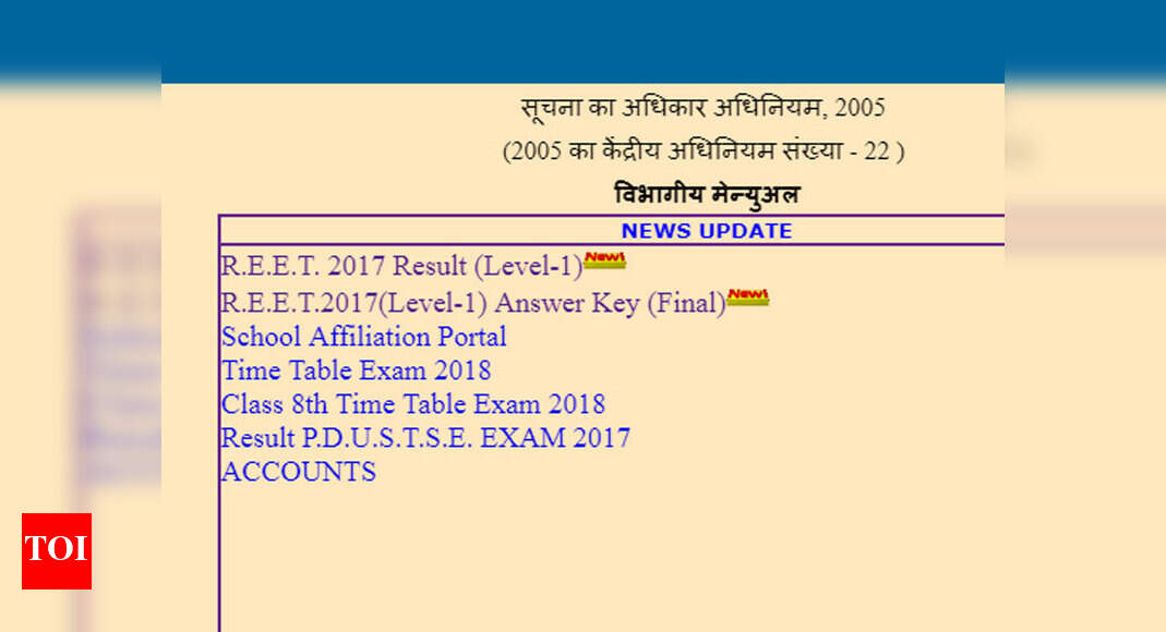 BSER REET 2018 Rajasthan Board Releases Level 1 Results Check At