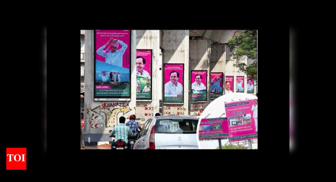 TRS paints KCR pink across Hyderabad ahead of party plenary | Hyderabad ...
