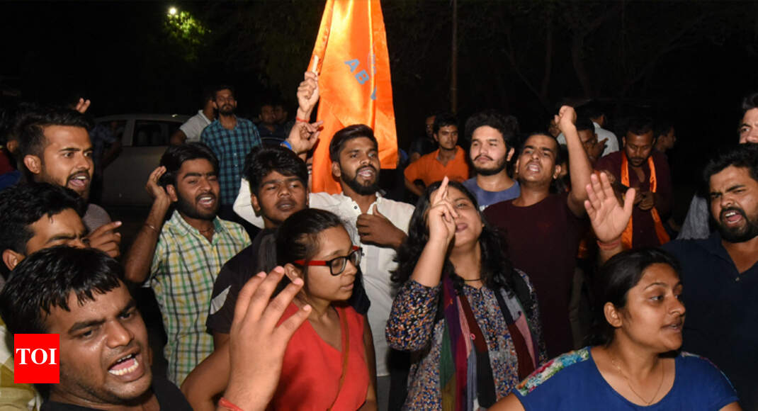 ABVP protests 'guerrilla attack' on freedom of speech at JNU | Delhi ...