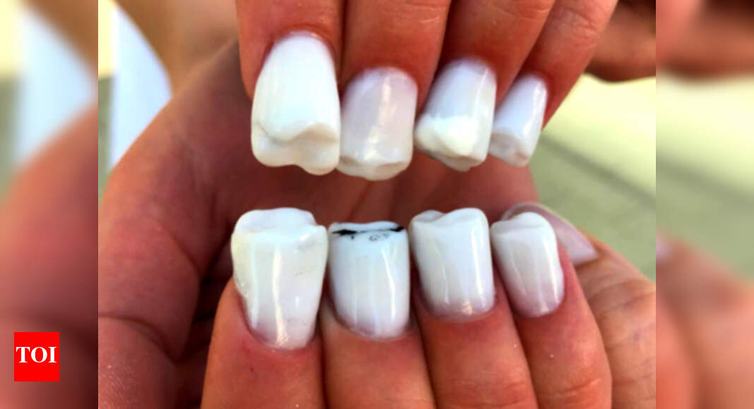Ouch! This creepy nail art looks exactly like teeth - Times of India