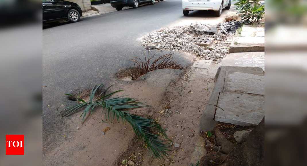 Unfinished Road Work by GHMC - Times of India