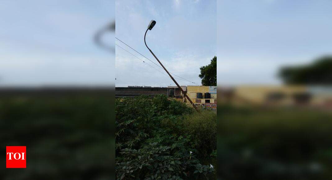 Damaged EB pole - Times of India