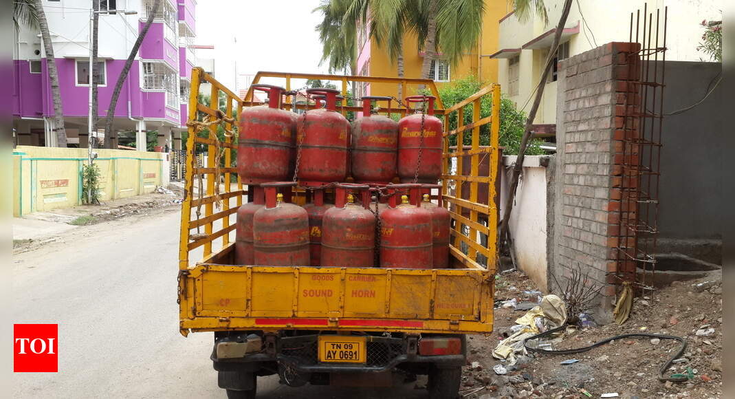 Bharat Gas - Truck with Loaded Cylinders On Road - Times of India