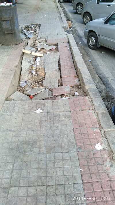 Damaged footpath - Times of India