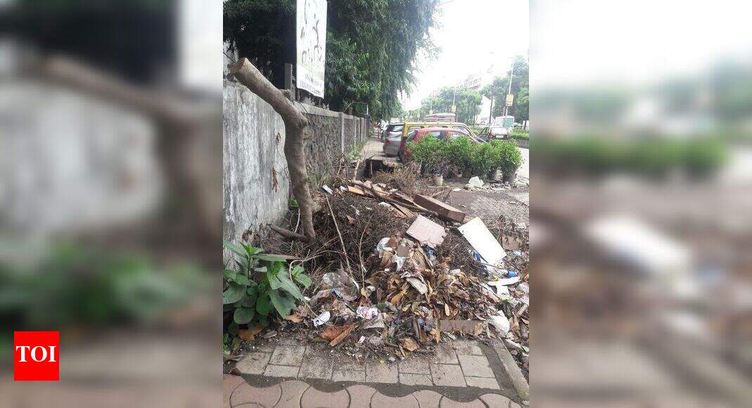 Footpath blocked - Times of India