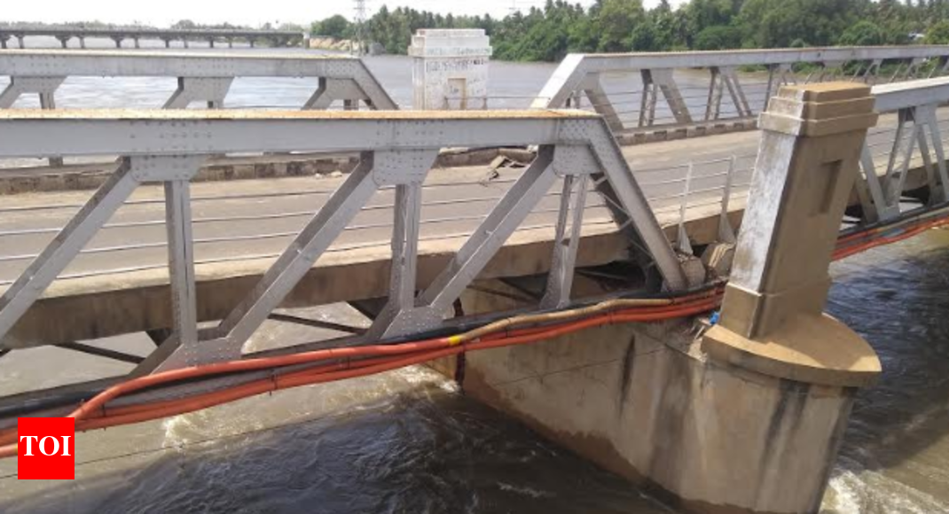 Kollidam old steel bridge develops crack due to heavy flow of water ...