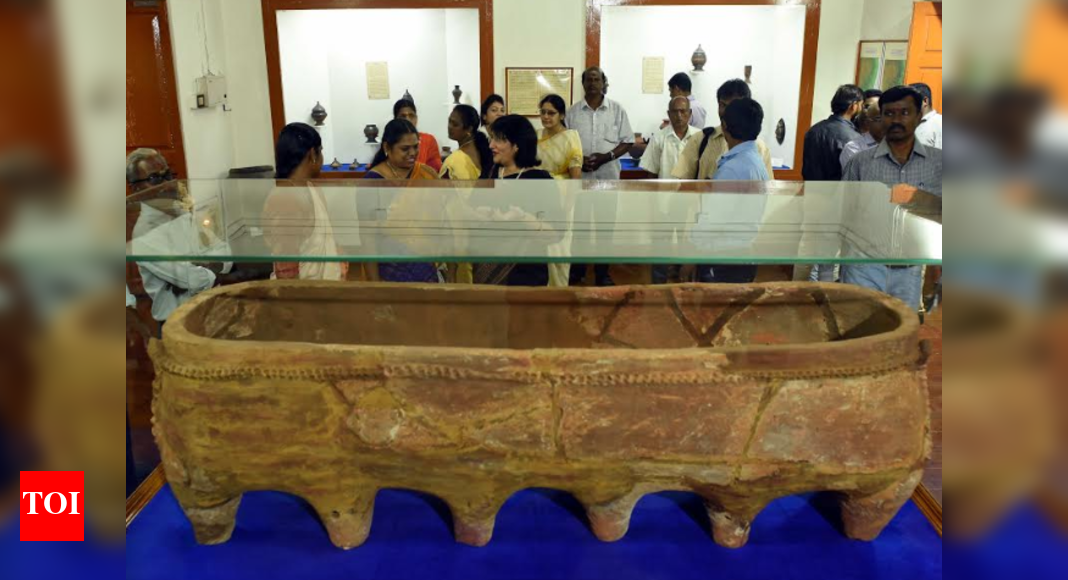 2300-year-old terracotta coffin exhibited in Chennai’s Fort Museum ...