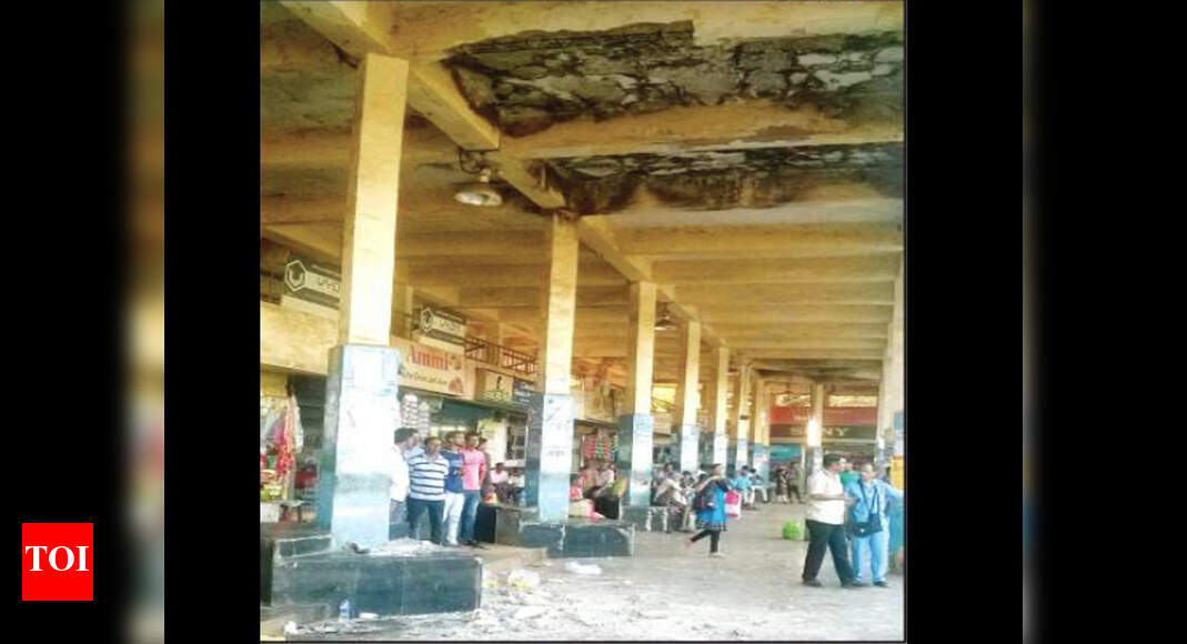 Structure: 2 hurt as part of Bicholim bus stand ceiling falls | Goa ...