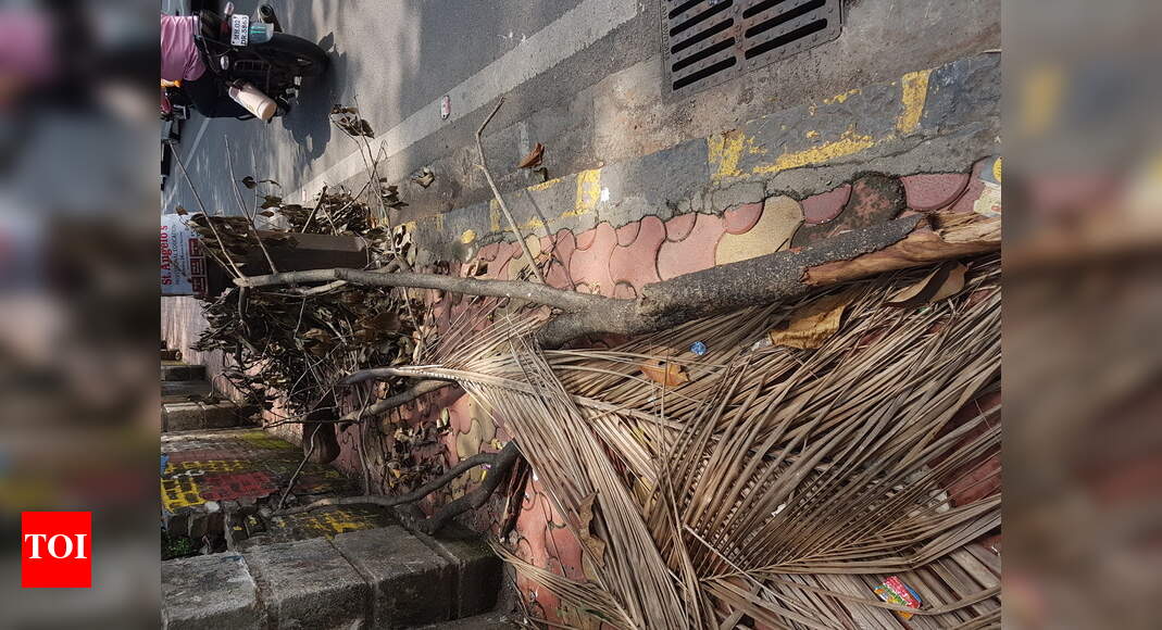 Footpath blocked - Times of India