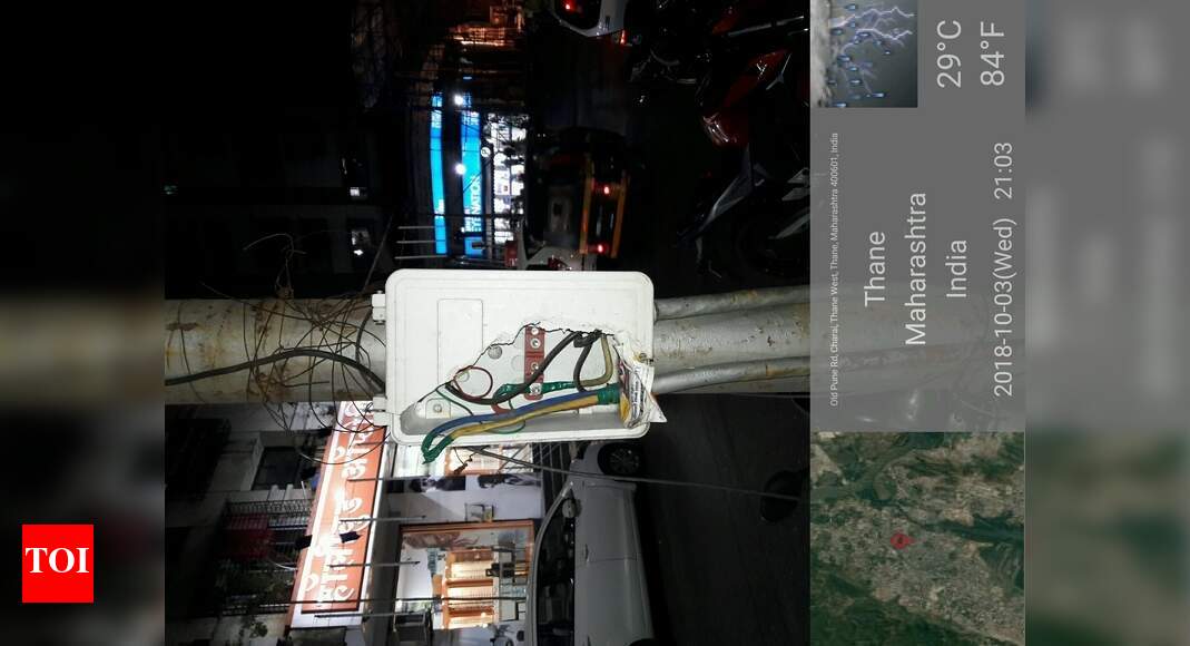 Damaged electric box of street light. - Times of India